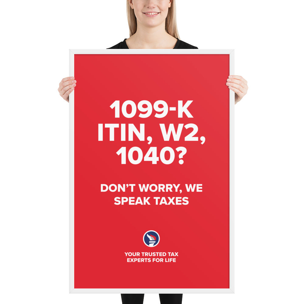 Speak Taxes Framed poster – libtaxstore